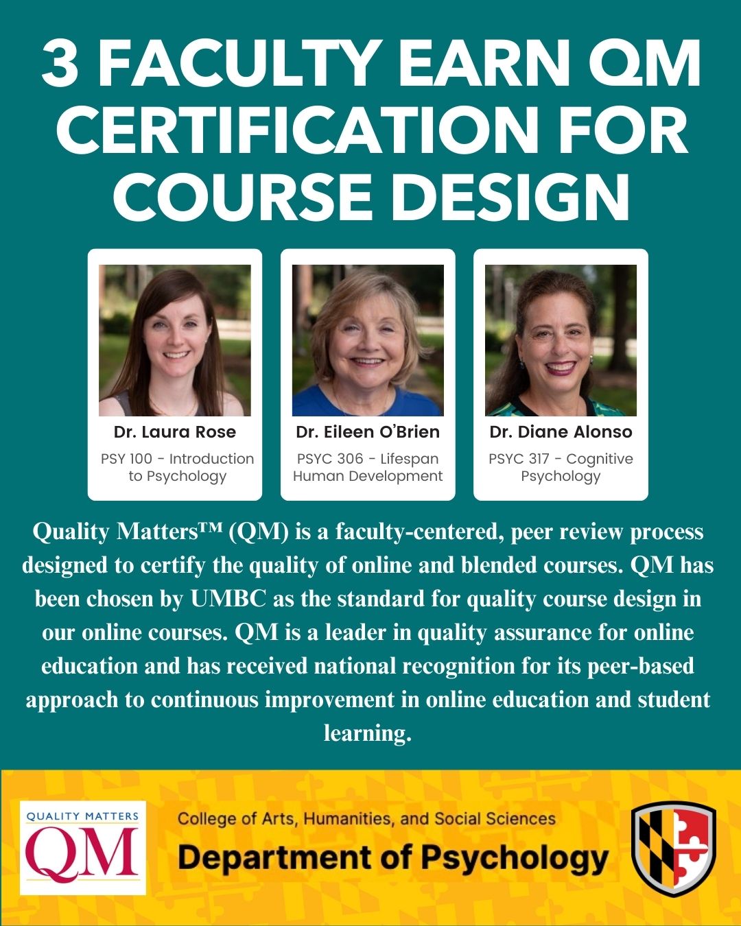 Certified Quality Matters Courses – Department of Psychology – UMBC